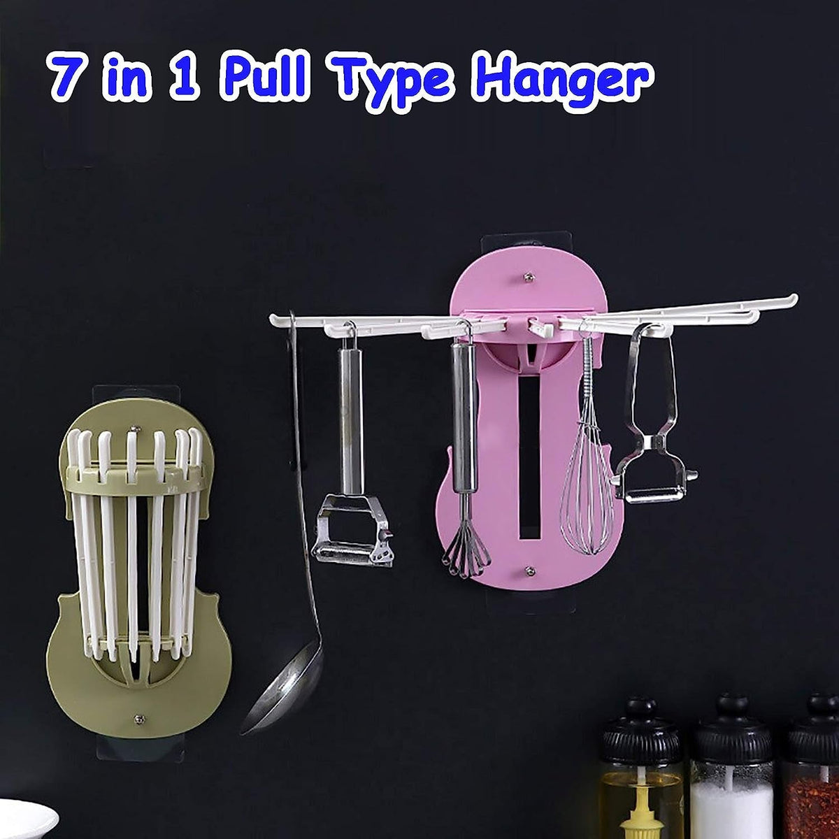 Plastic 7-in-1 Multifunction Retractable Wall-Mounted Pull-Out Hanger ...