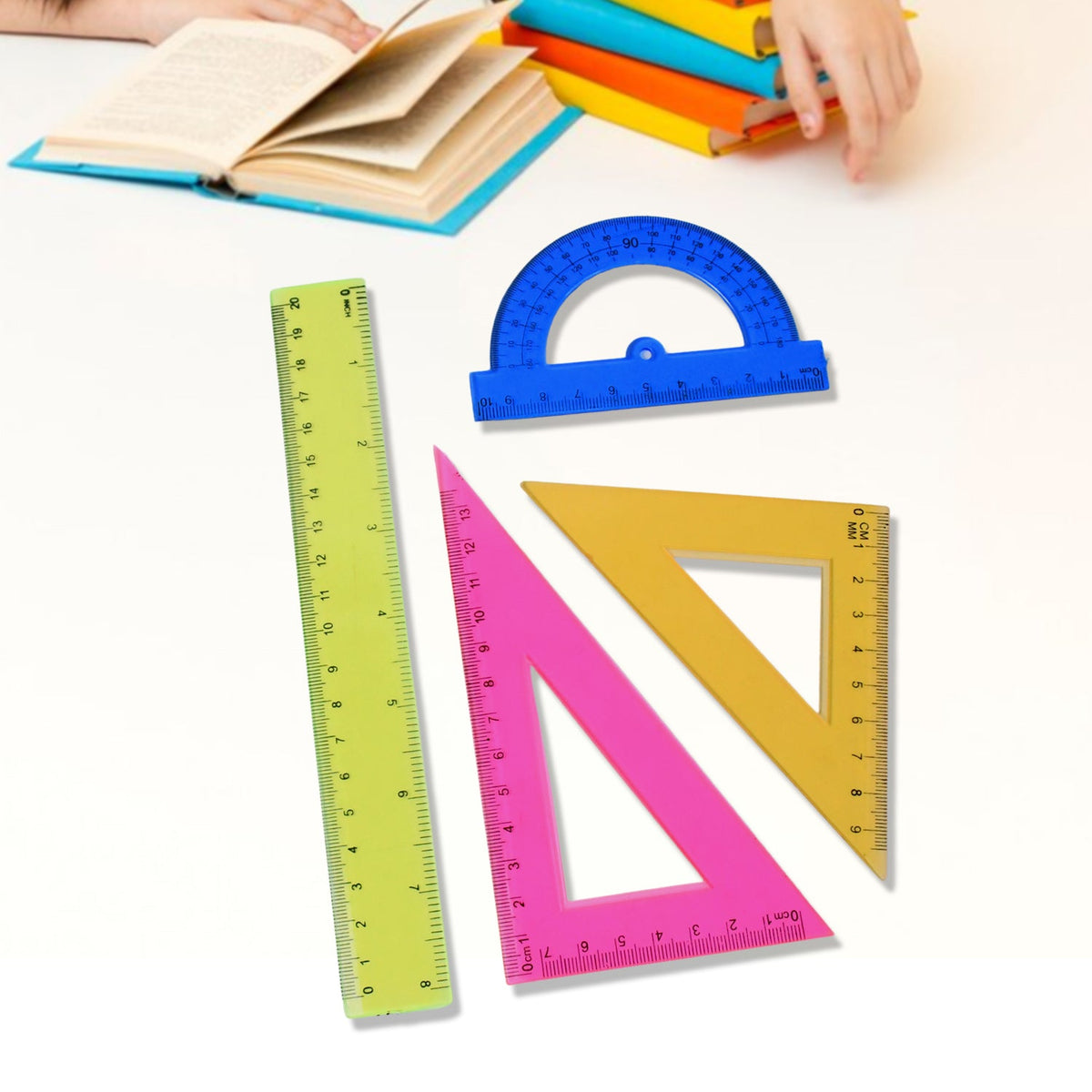 4-Piece Geometry Set, Triangle Ruler Protractor Straight Ruler ...
